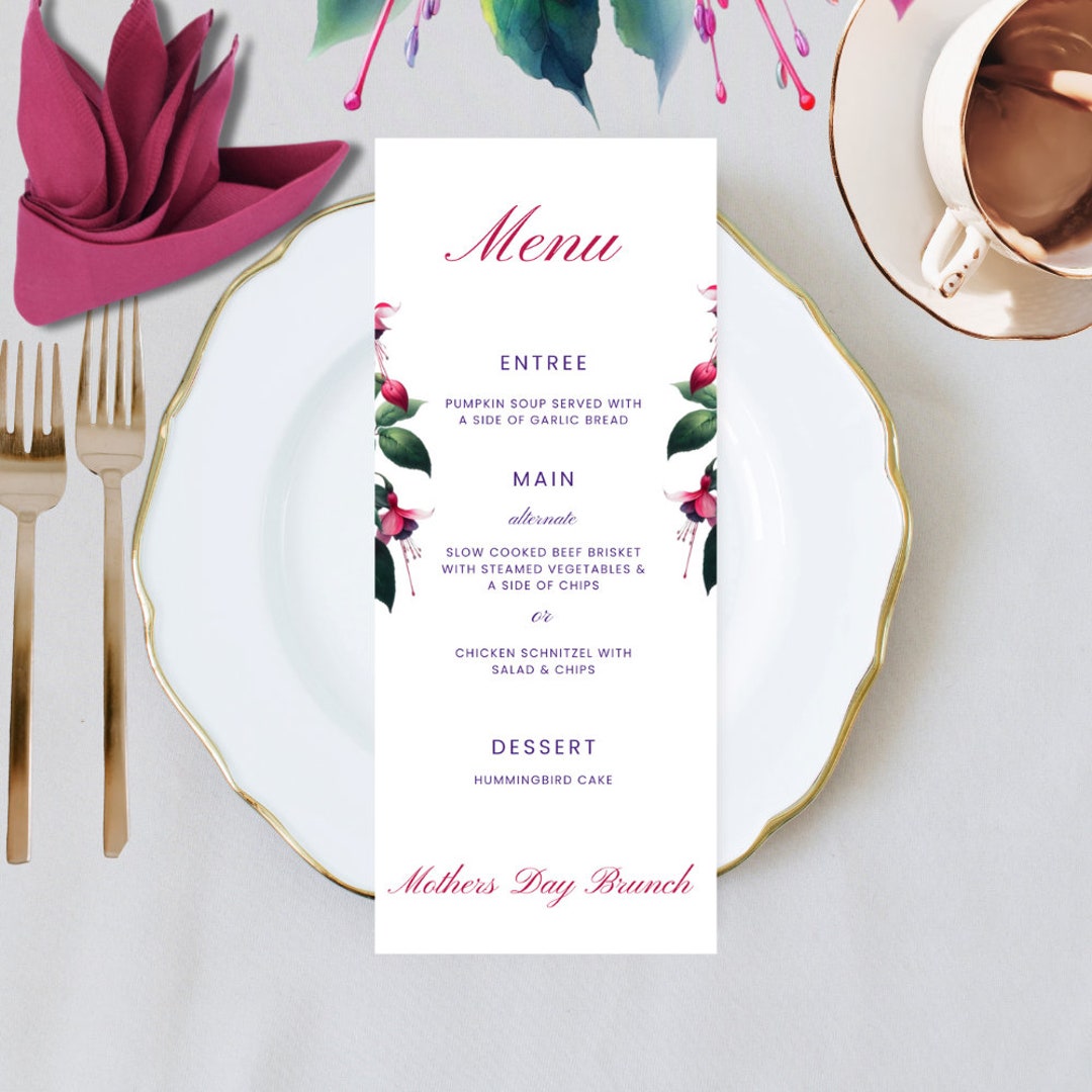 Mother's Day Brunch Menu Card, Canva Editable Template. Can Be Used for ...