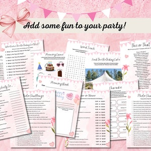 Birthday Party Games Bundle | Printable Fun for Teen Girls | Pink ...