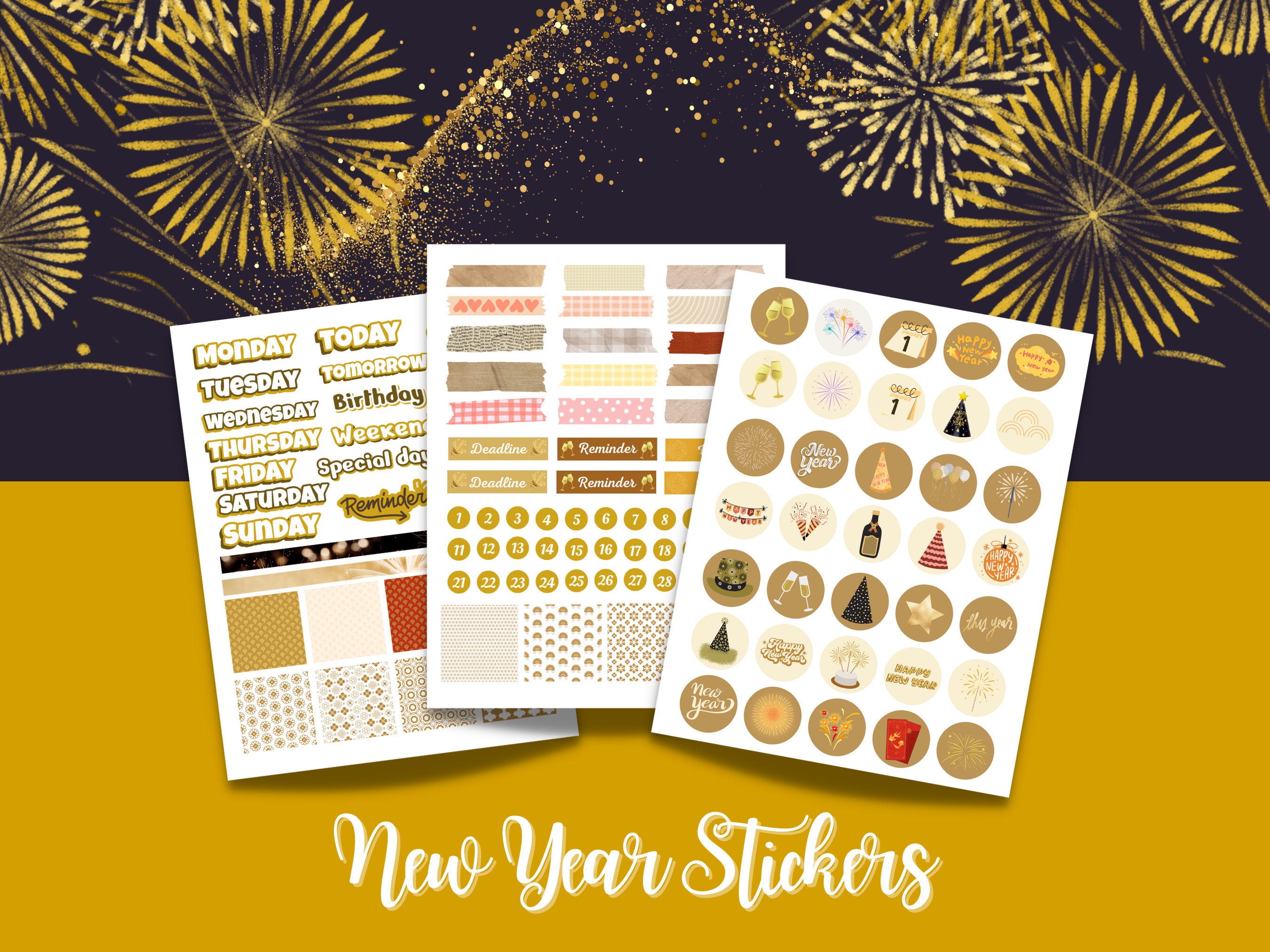 New Year Planner Stickers Printable Planner Stickers Holiday Labels ...