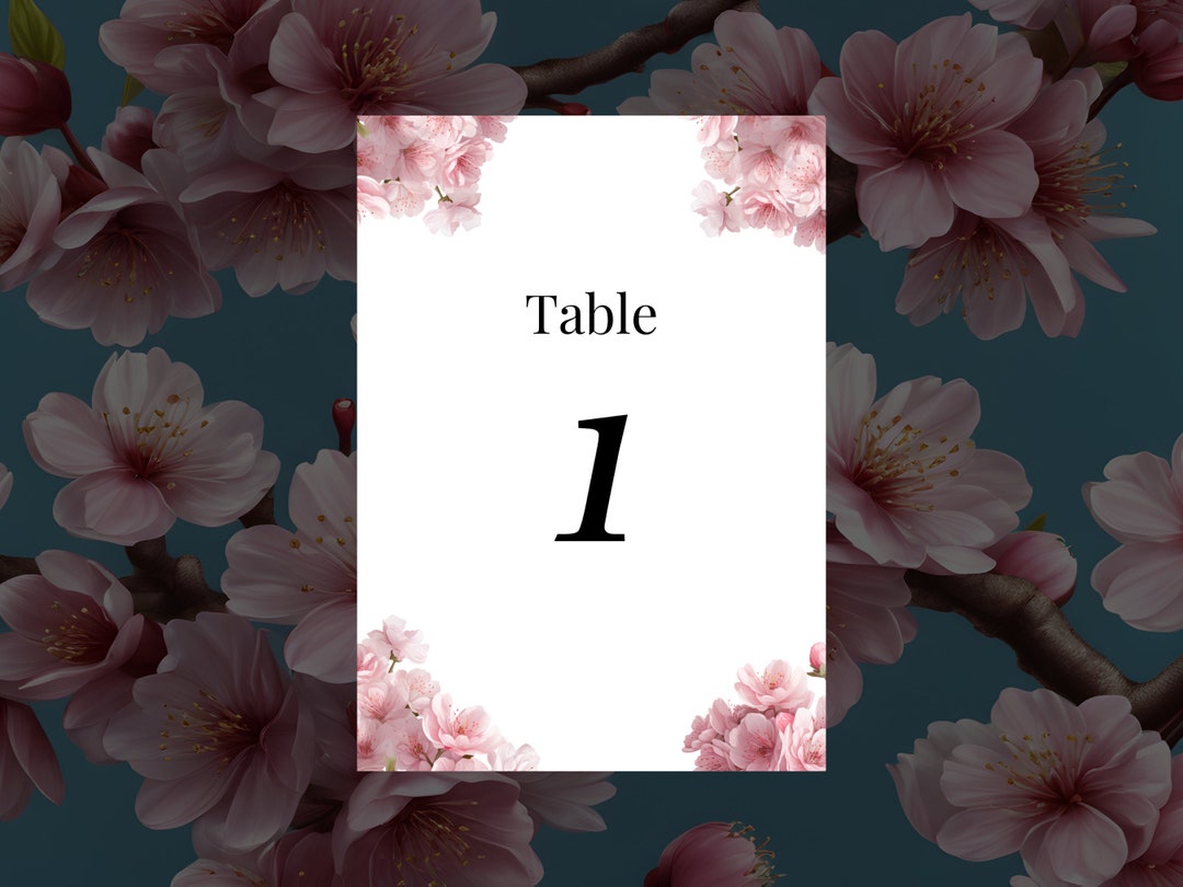 Printable Table Numbers Party Table Numbers Cherry Blossoms Instant ...
