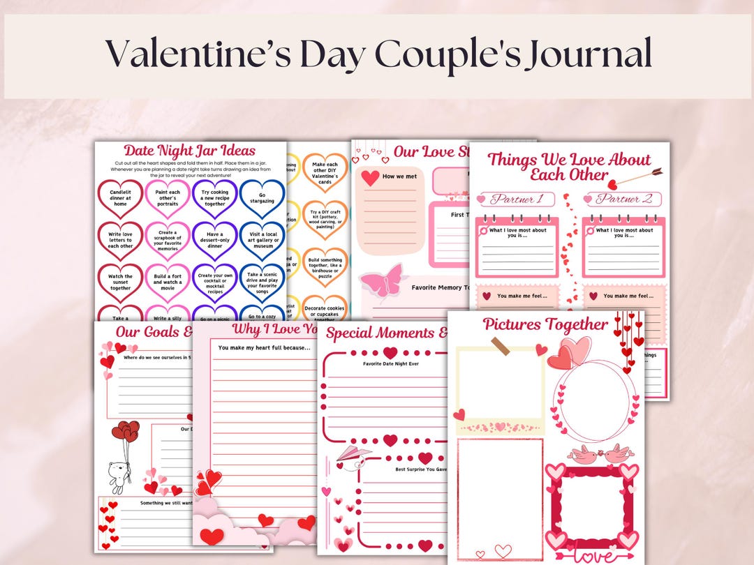 Valentine’s Day Couple's Journal Printable: 8 Pages of Love Prompts ...