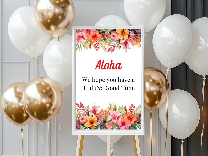 Tropical Welcome Sign Tropical Birthday Editable Text Beach Party Sign ...