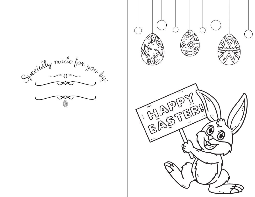 Printable Easter Bunny Coloring Cards for Kids, Basket Gift, Fun ...