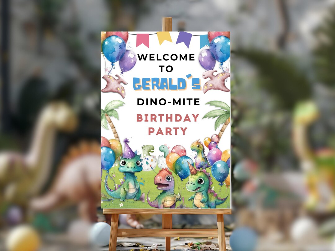 Dinosaur Birthday Welcome Sign: Customizable Party Decor (digital ...