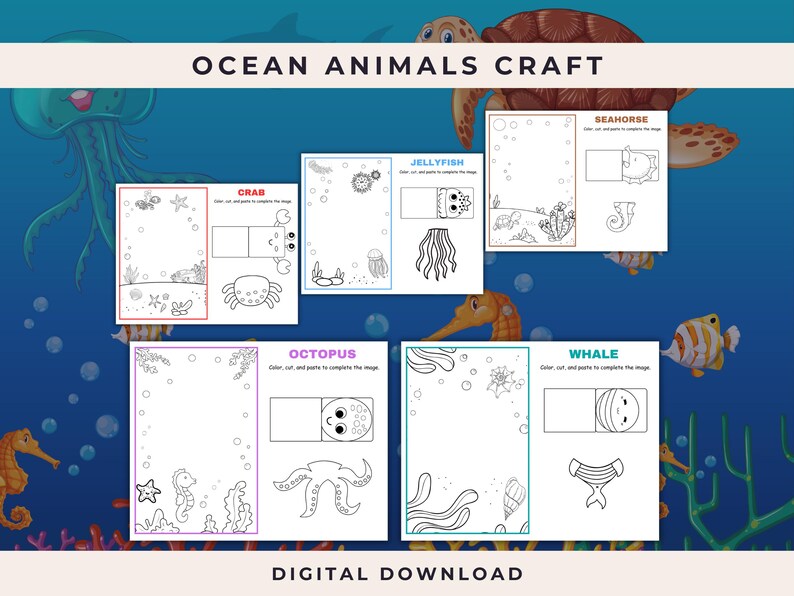 Ocean Animals Craft Printable Kids Activities Fun Underwater Sea Life ...