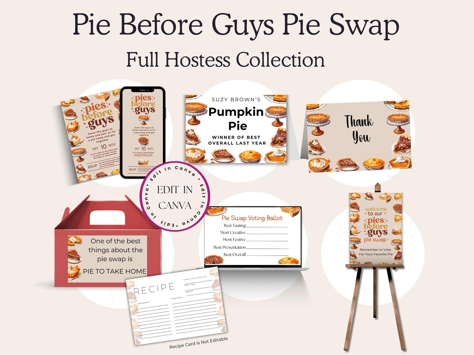 Pies Before Guys Pie Swap Wine Pairing Menu Template | 8x10 ...