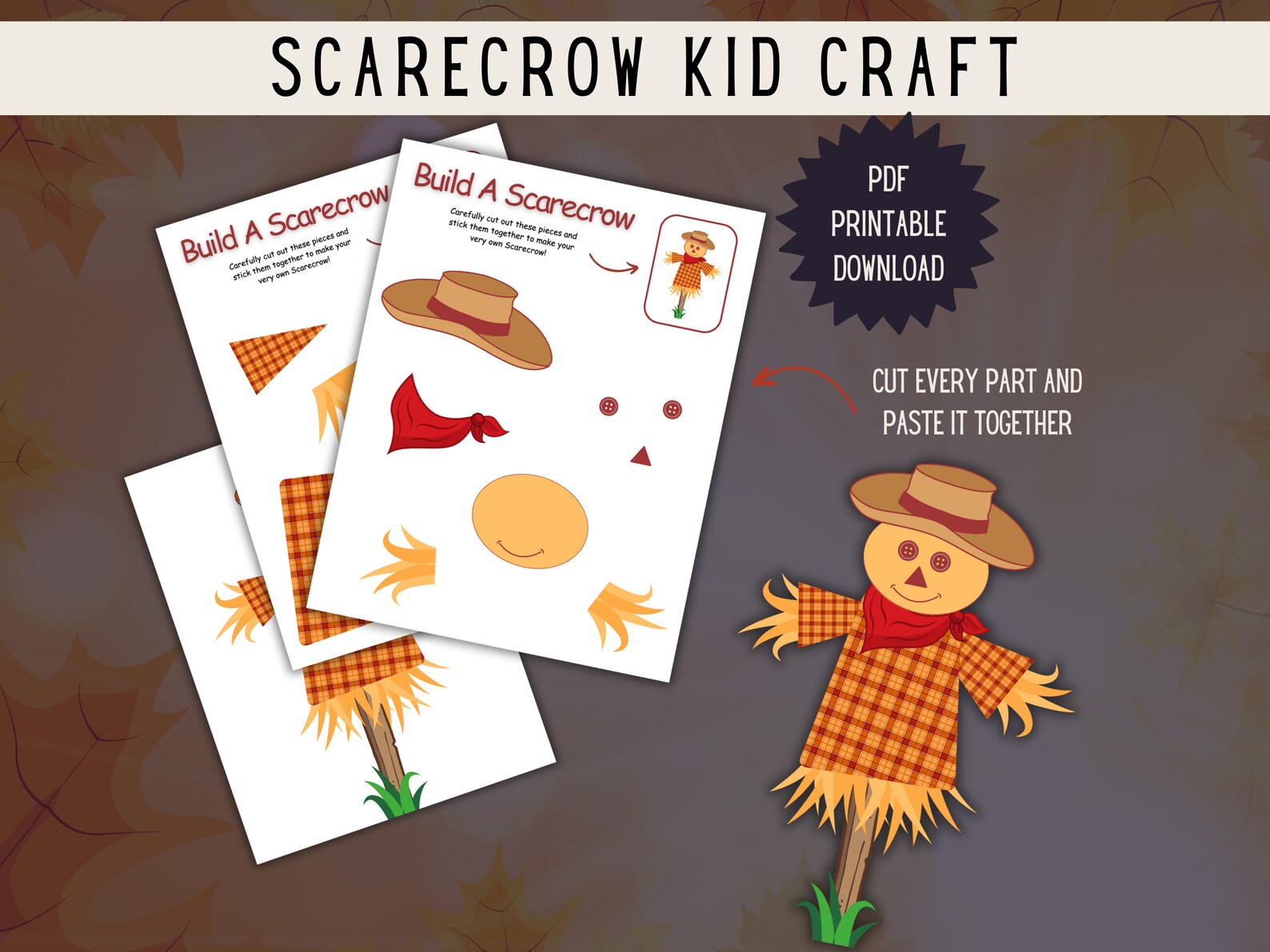 Build a Scarecrow Kid Craft | Make Your Own Scarecrow | Printable Cut ...