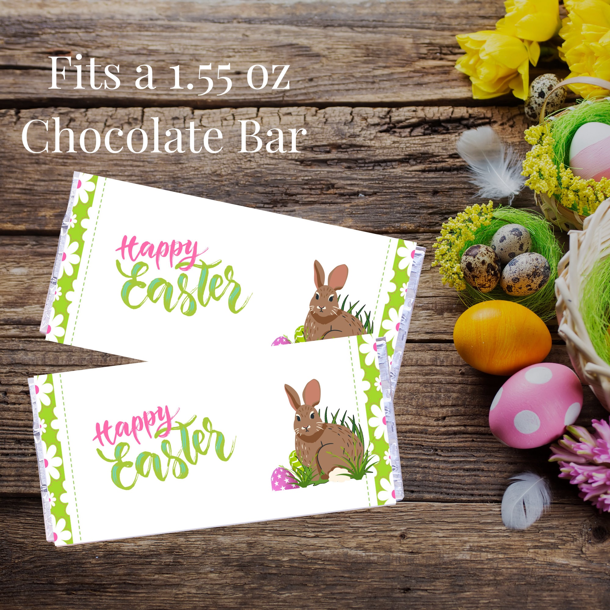 Happy Easter Candy Bar Wrapper Printable, Fits a 1.55 Oz Chocolate Bar ...