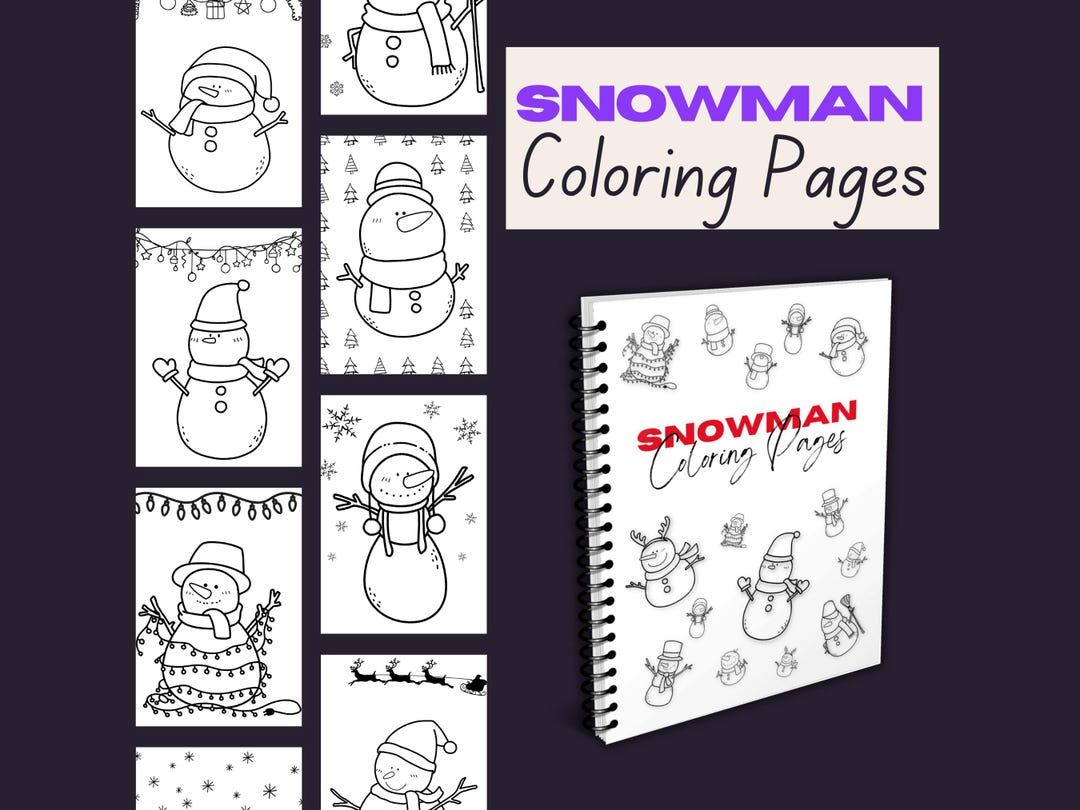 Snowman Coloring Pages Digital Download Pdf Download Winter Coloring ...