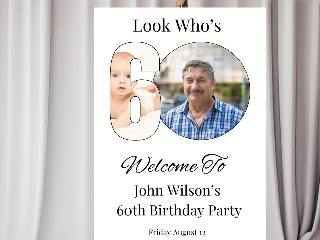 Look Who's 60 Sign | Editable Male Birthday Welcome Poster | Modern ...