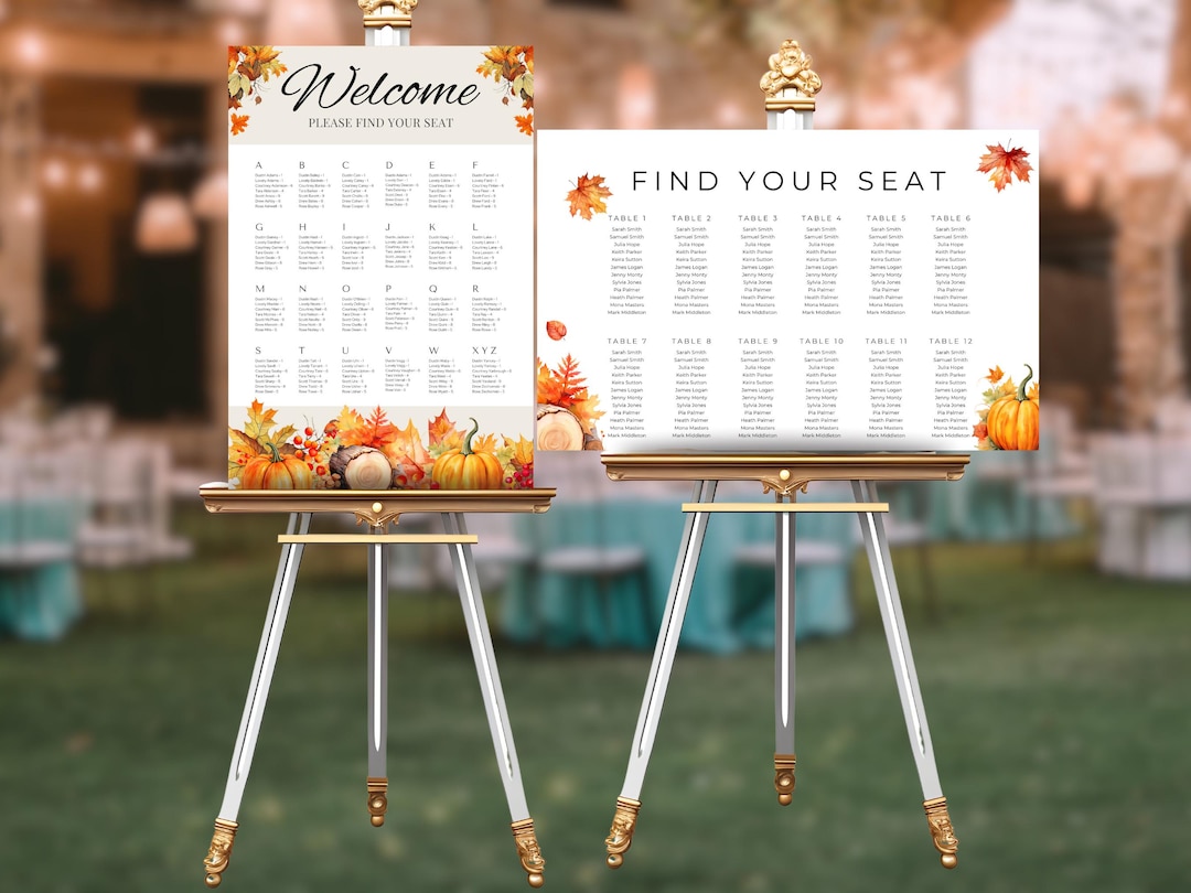 Autumn Leaves Seating Chart Template: Fall Event Sign (digital Download ...