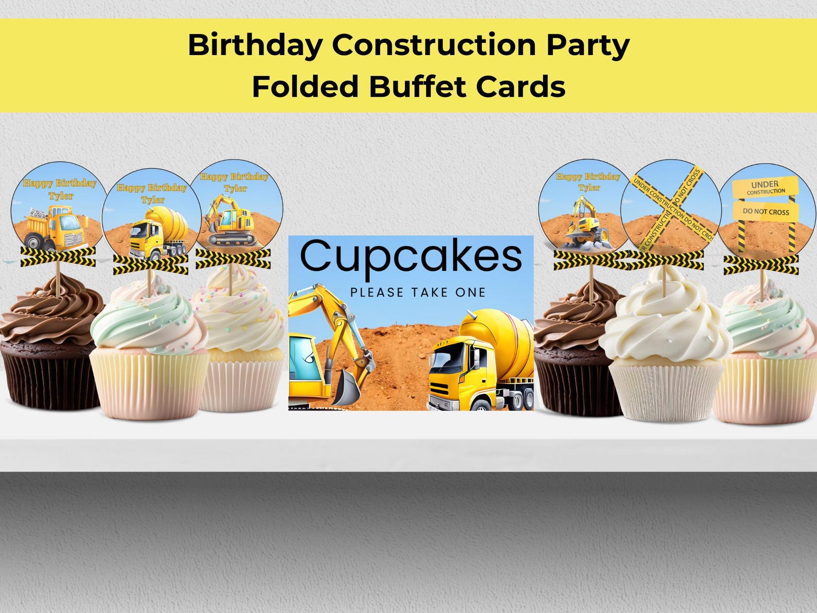 Construction Themed Buffet Cards - Editable Place Cards for Kids Party ...