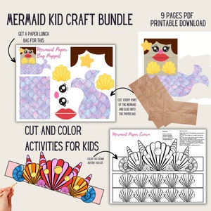 Mermaid Kid Craft Bundle | Under the Sea Crafts | Water Nymph Bookmarks ...