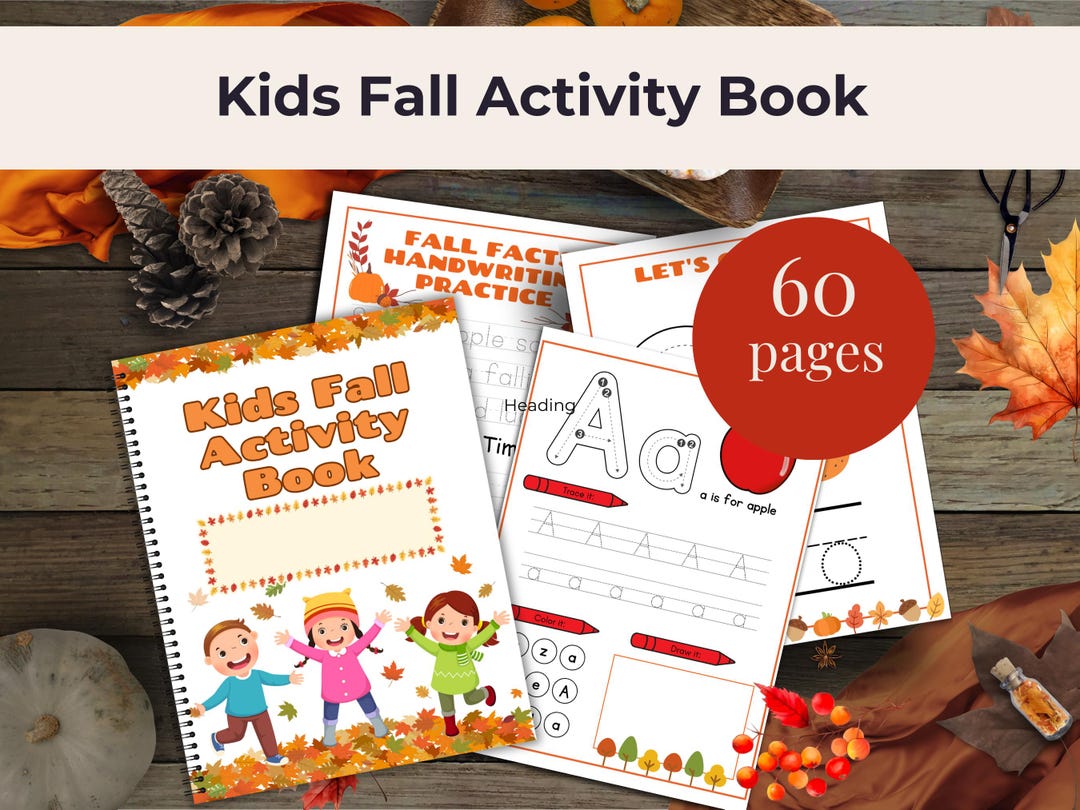Kids Fall Activity Book - Fall Fun for Little Learners, 60 Pages of ...