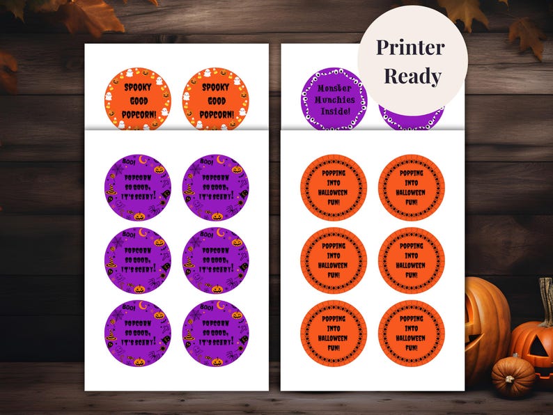 Halloween Popcorn Labels Bundle| Favor Stickers Only | Printer Ready ...