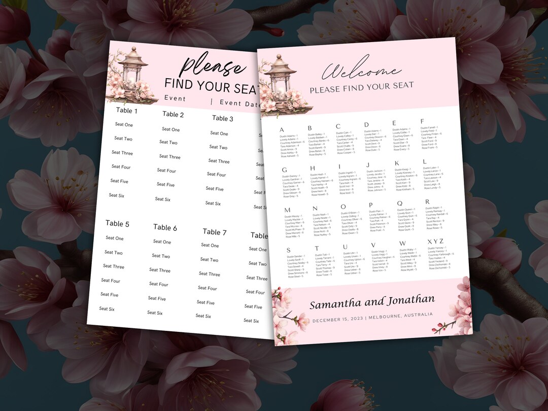 Party Seating Chart Seating Plan Seating Chart Poster Any Occasion ...