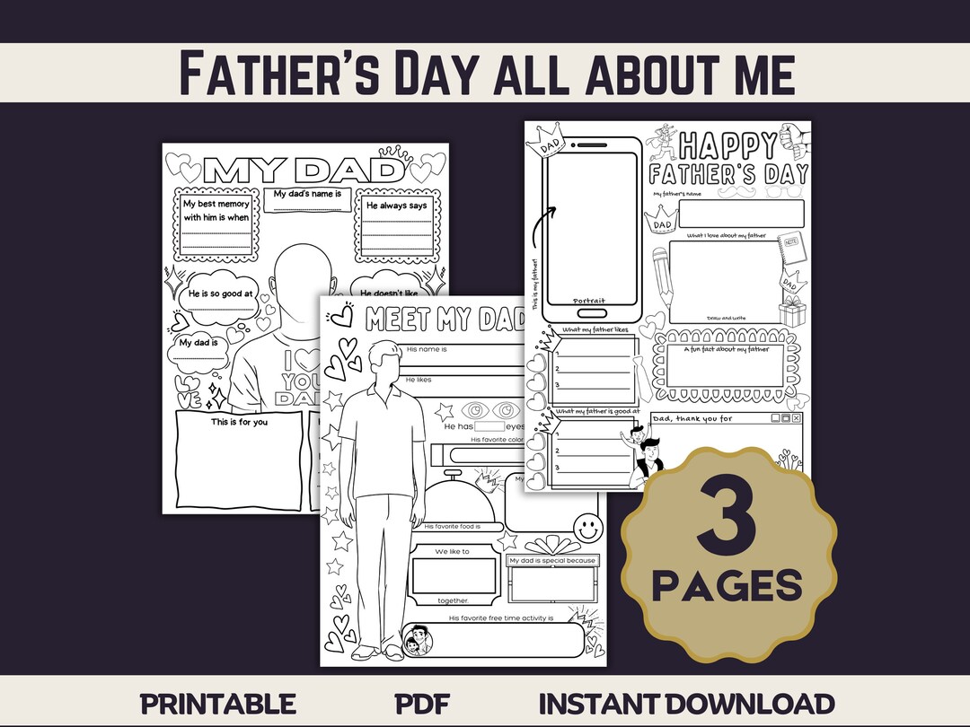 Father's Day Gift Father's Day Printable All About My Dad Printable Dad ...