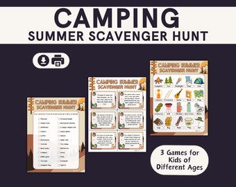 Printable Camping Scavenger Hunt Camping Game Outdoor Scavenger Hunt ...