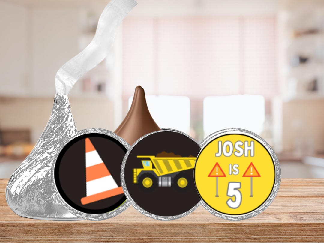Construction Themed Stickers for Kisses & Mini Reese's - Editable Party ...