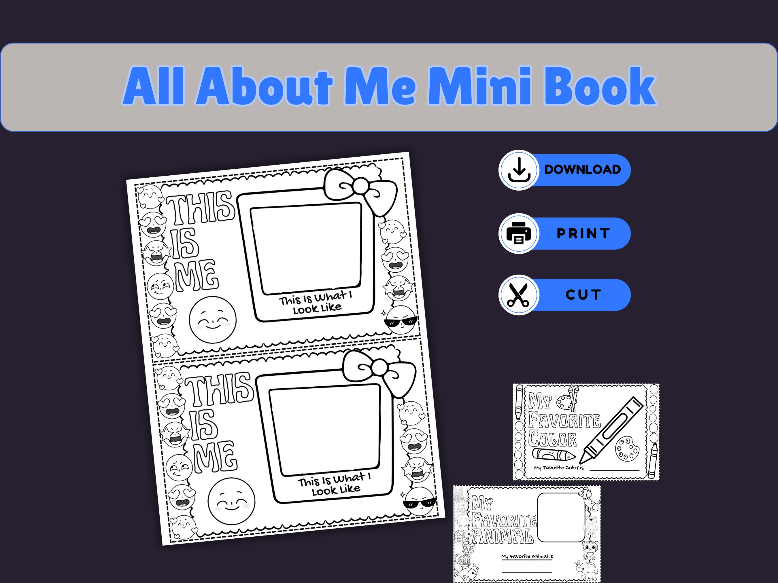 All About Me Mini Book Personalized Kids Coloring Book Back to School ...