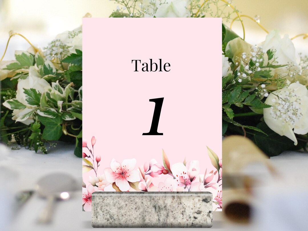 Cherry Blossoms Table Number Card Template: Elegant Party Decor ...