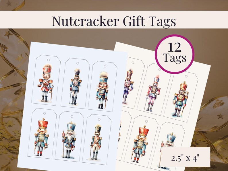 Nutcracker Gift Tag Printable | Set of 12 Christmas Present Tags ...