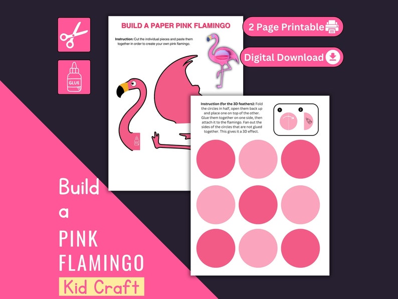 Build a Pink Flamingo Kid Craft | Paper Kids Craft | Children's Cut and ...