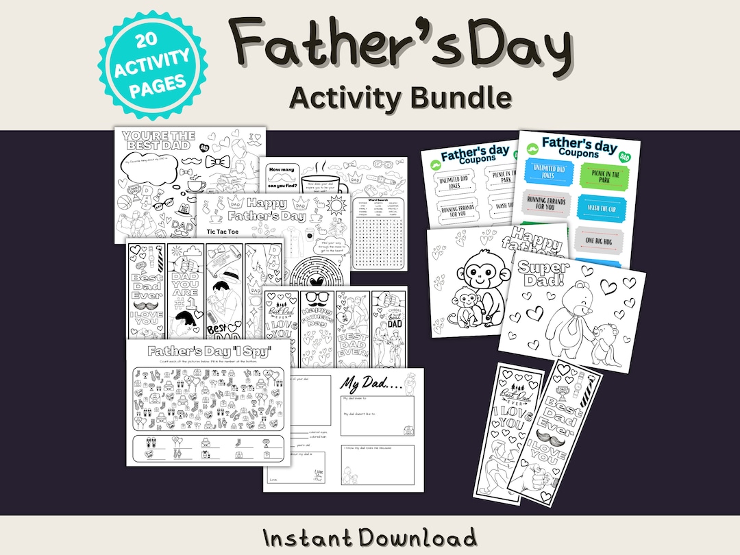 Printable Father's Day Activity Game Bundle | Fun Party Games ...
