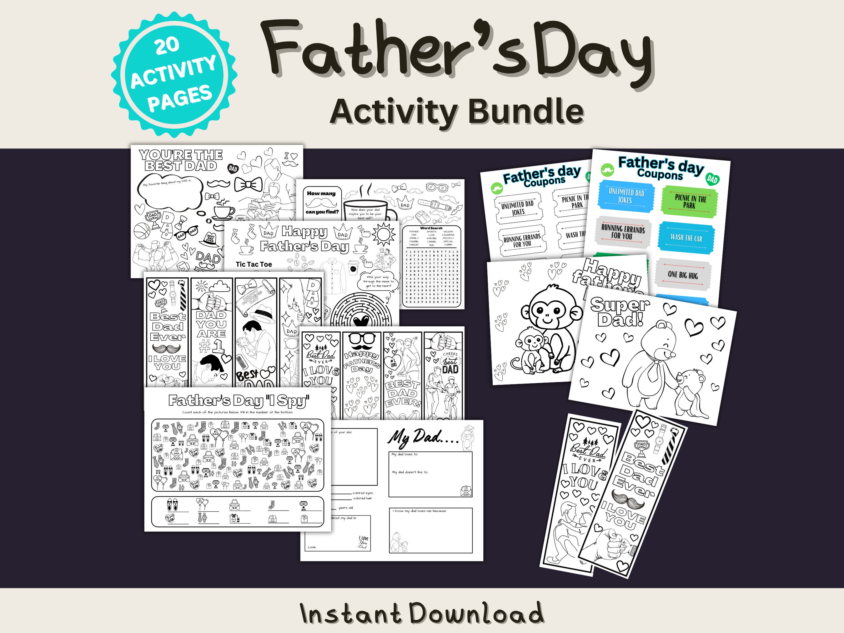 Printable Father's Day Activity Game Bundle Father's Day Games Bundle ...