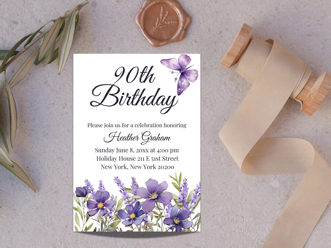 90th Birthday Invitation Template Simple 90th Invitation 75th Birthday ...
