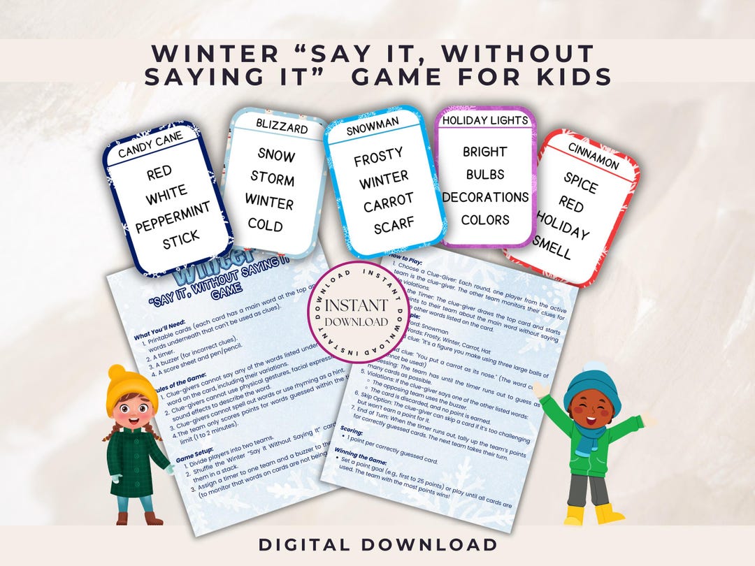 Say It Without Saying It - Winter Edition Kids Game, Printable Fun for ...