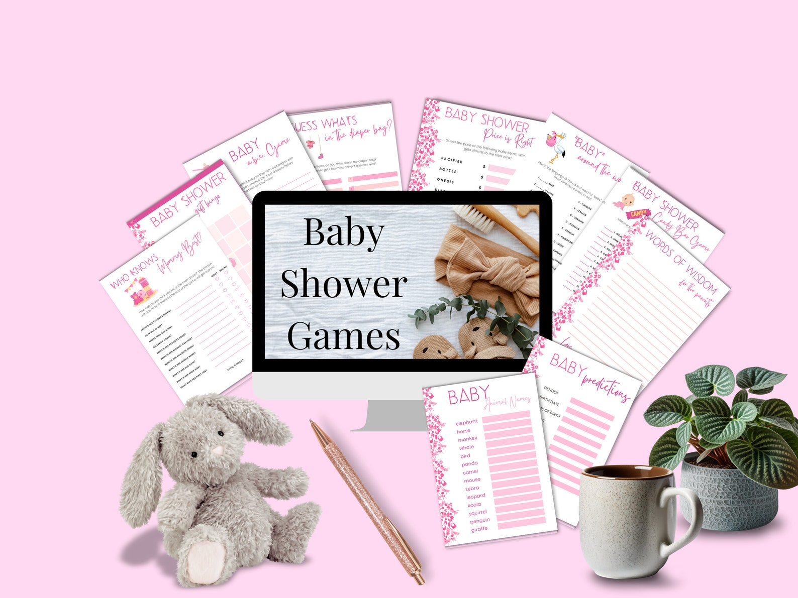 Girl Baby Shower Games Bundle Printable Shower Game Pack 10 Game Bundle ...