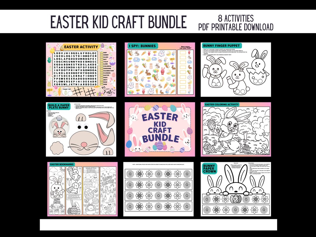 Cute Easter Kids Crafts Bundle Printable, 8 Activities, Finger Puppets ...
