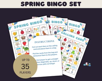 90 Spring Bingo Cards Printable Game, Spring Bingo Kids Classroom ...