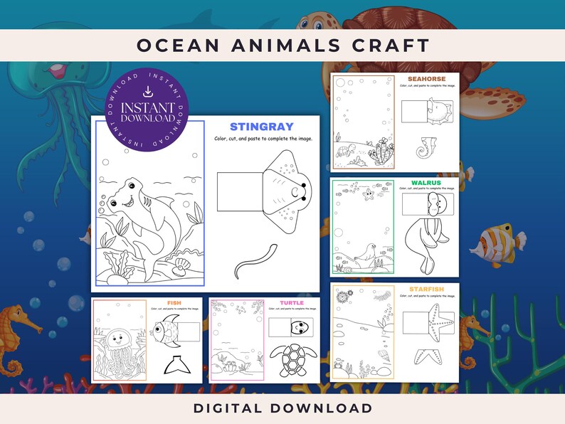 Ocean Animals Craft - Printable Kids Activities - Fun Underwater Sea ...