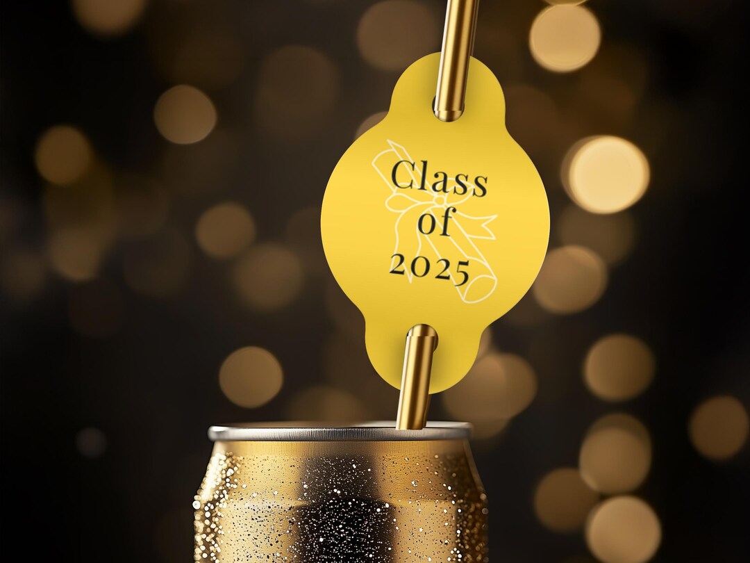 Class of 2025 Yellow Straw Slider Printable| Decorative Straw Accessory ...
