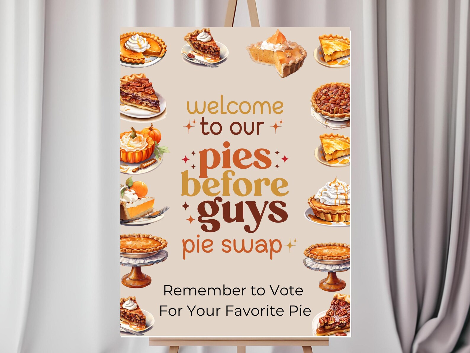 Pies Before Guys Welcome Sign | Thanksgiving Pie Swap Decor for Girls ...