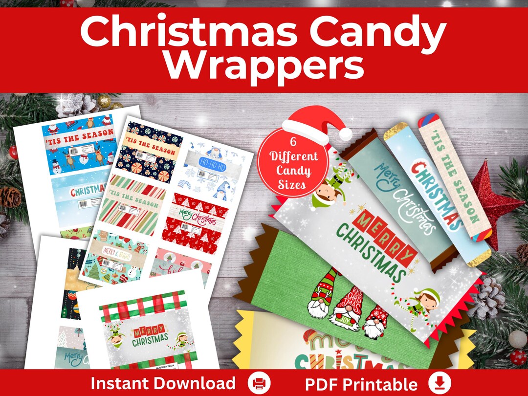 Candy Wrappers for Christmas, Christmas Sweets Wrappers Printable, Wrap ...