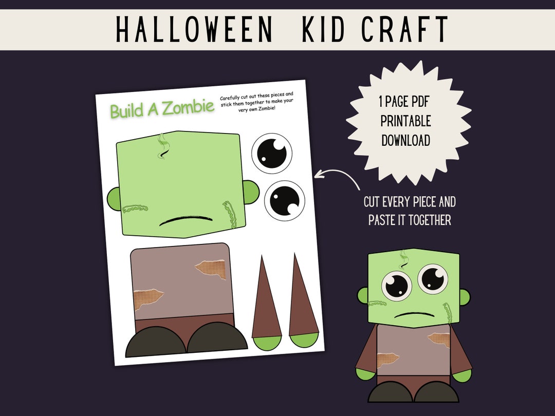 Halloween Build a Zombie Kid Craft | Make an Undead Guy | Printable Cut ...