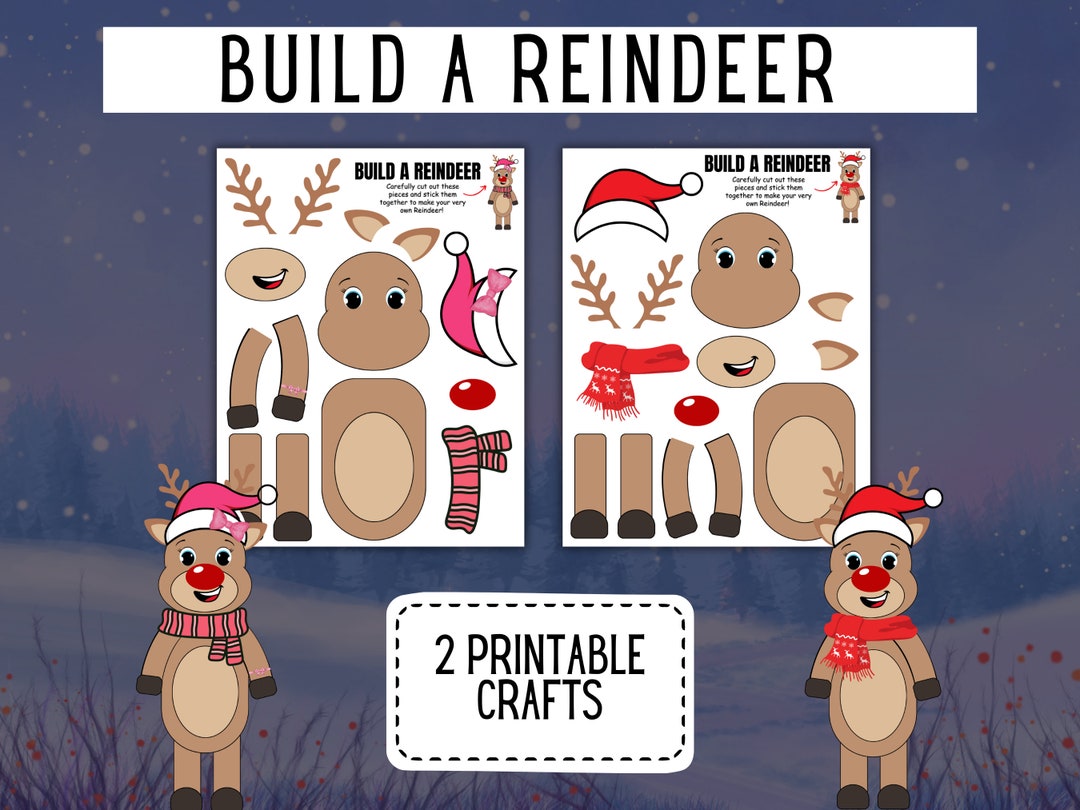 Printable Build A Reindeer, Cut and Paste Christmas Activity for Kids ...