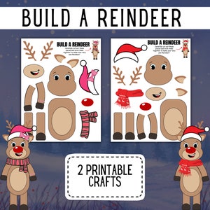 Printable Build A Reindeer, Cut and Paste Christmas Activity for Kids ...