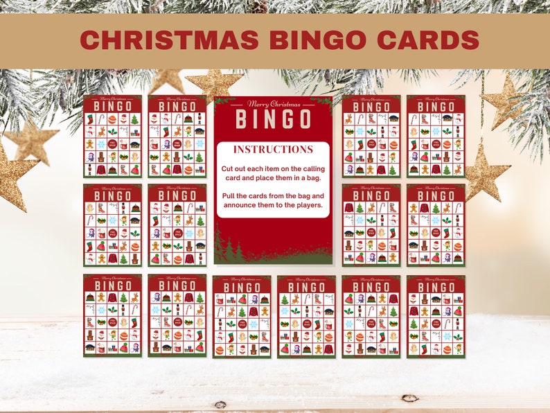 Printable Christmas Picture Bingo for up to 25 Players | Fun Holiday ...