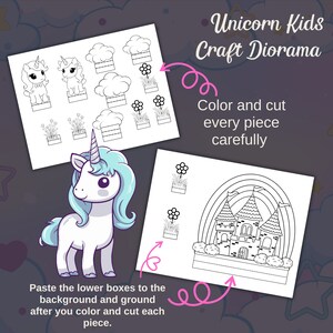Unicorn Kids Craft Diorama | Unicorn Digital Paper | Unicorn Party ...