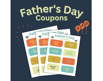 Father's Day Coupons Dad Gift Printable Vouchers Instant Download Gift ...