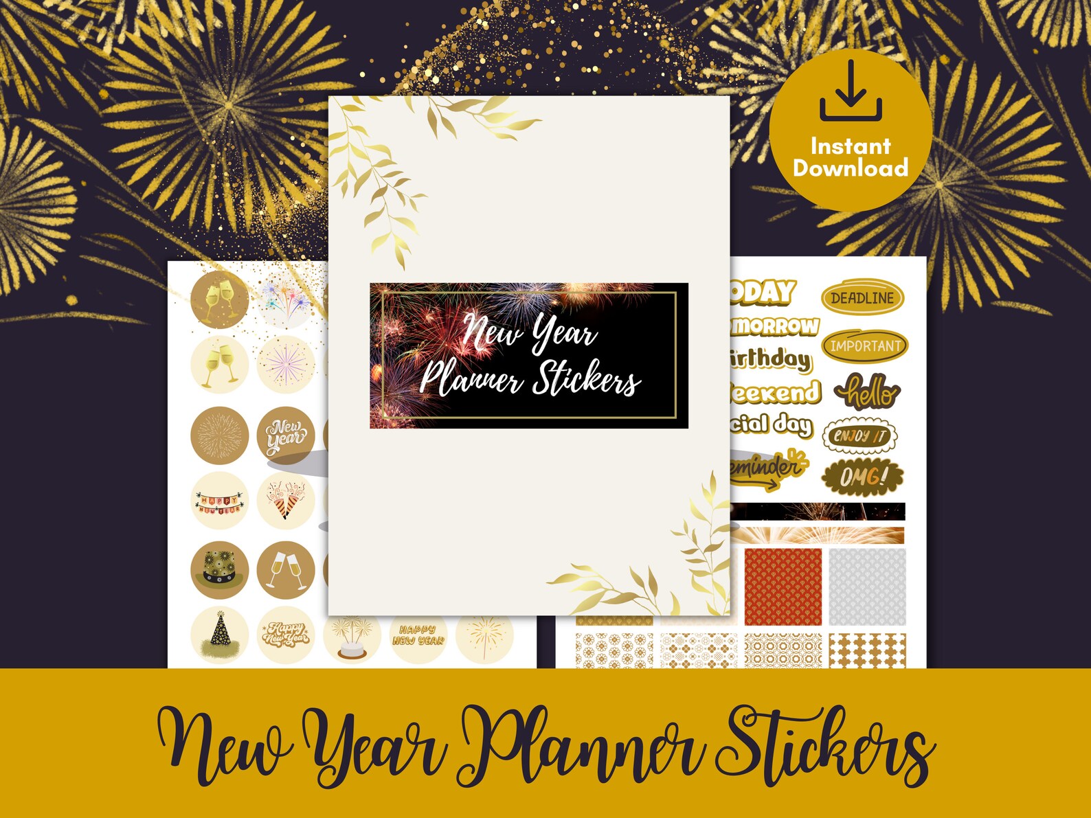 New Year Planner Stickers Printable Planner Stickers Holiday Labels ...