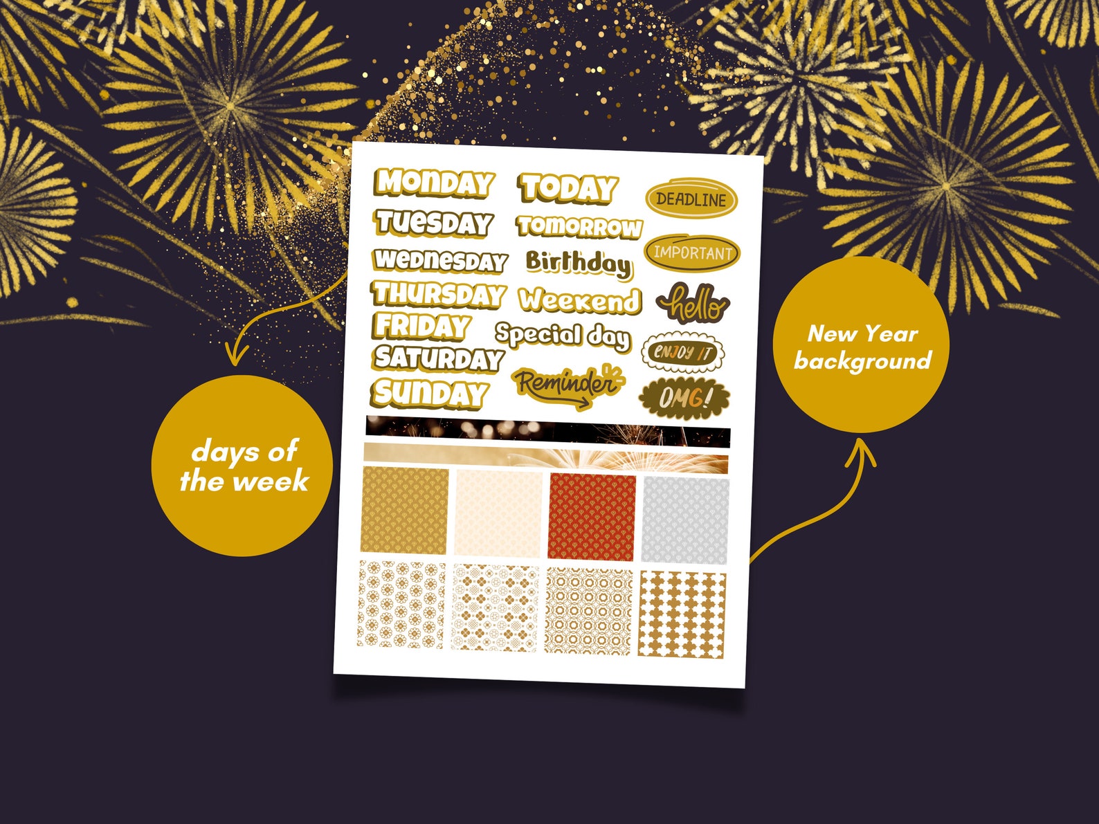 New Year Planner Stickers Printable Planner Stickers Holiday Labels ...