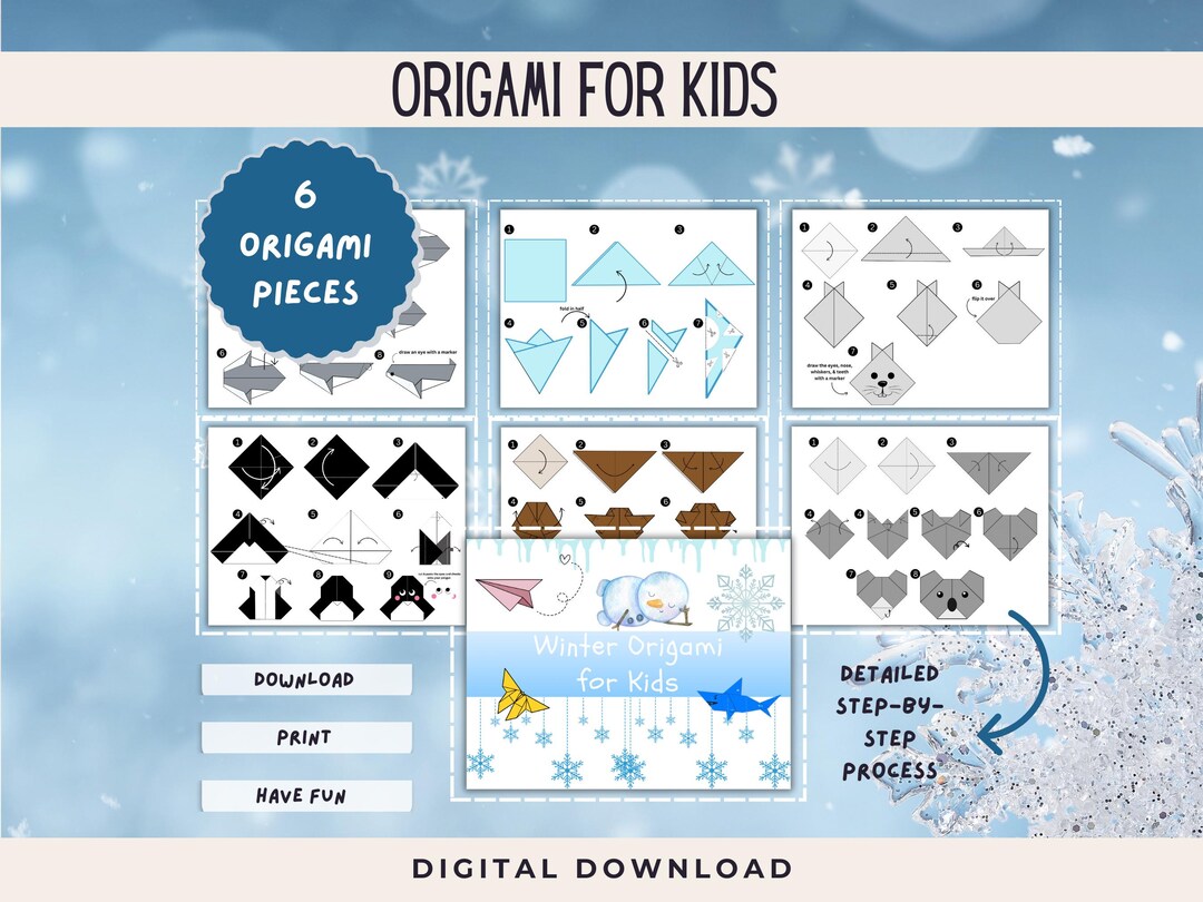 Winter Origami for Kids - Fun Paper Folding Kit, Easy DIY Projects ...
