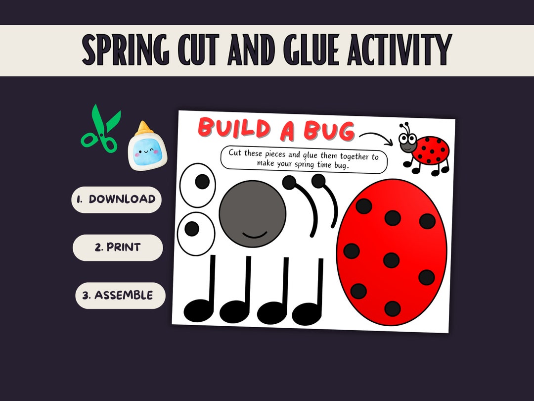 Spring Ladybug Cut & Glue DIY Kit Fun Craft for Kids - Etsy