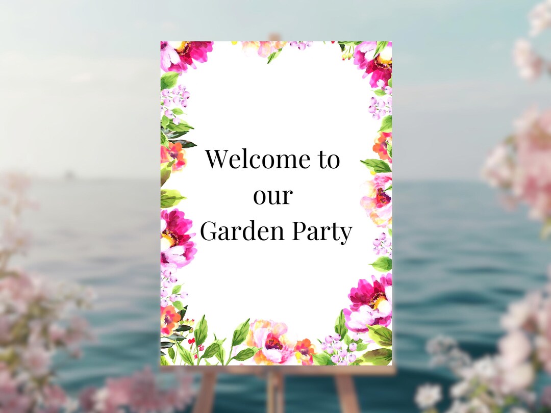 Floral Garden Party Welcome Sign | DIY Printable Canva Template B01 - Etsy