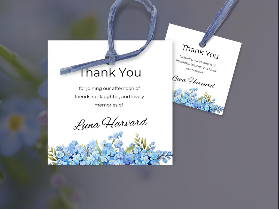 Spring Baby Shower Favor Tags: Forget Me Nots Design (digital Download ...